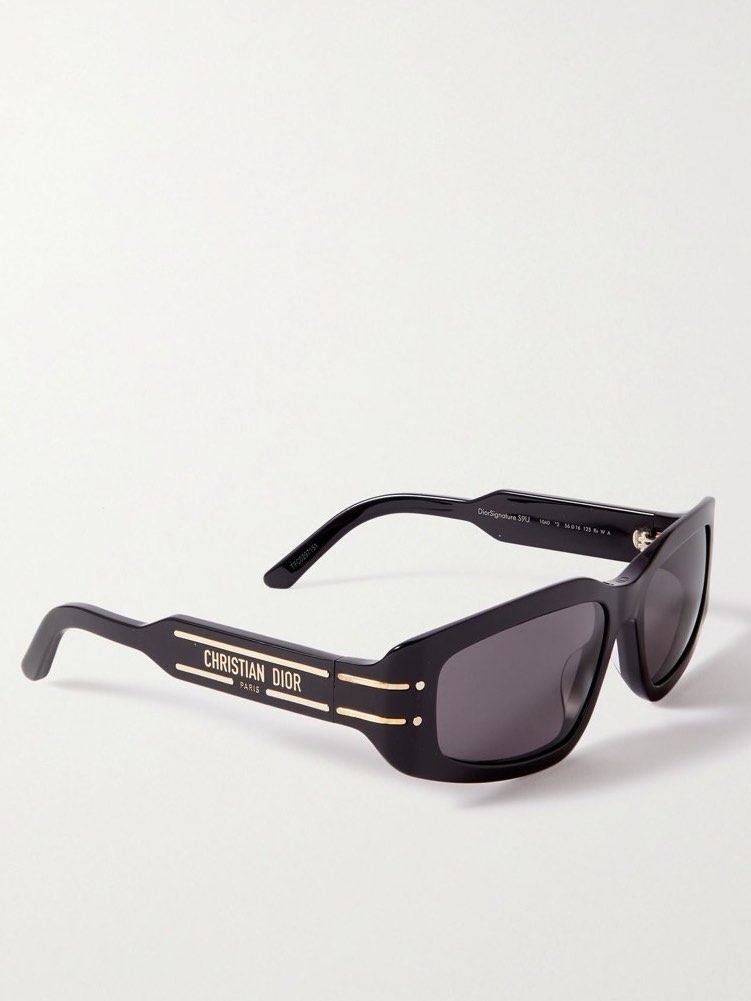 CHRISTIAN DIOR Signature S9U rectangular-frame acetate and gold-tone ...