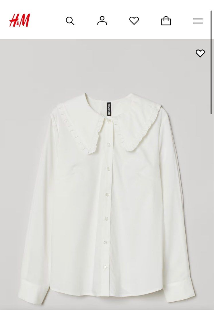 HnM white collar shirt, Women's Fashion, Tops, Shirts on Carousell