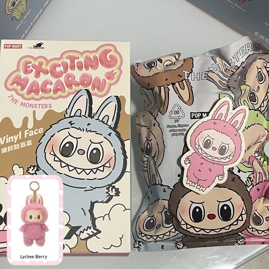 Labubu V1 Exciting Macaron THE MONSTER Vinyl Face Soymilk Lychee Berry Green Grape Sea Salt ...
