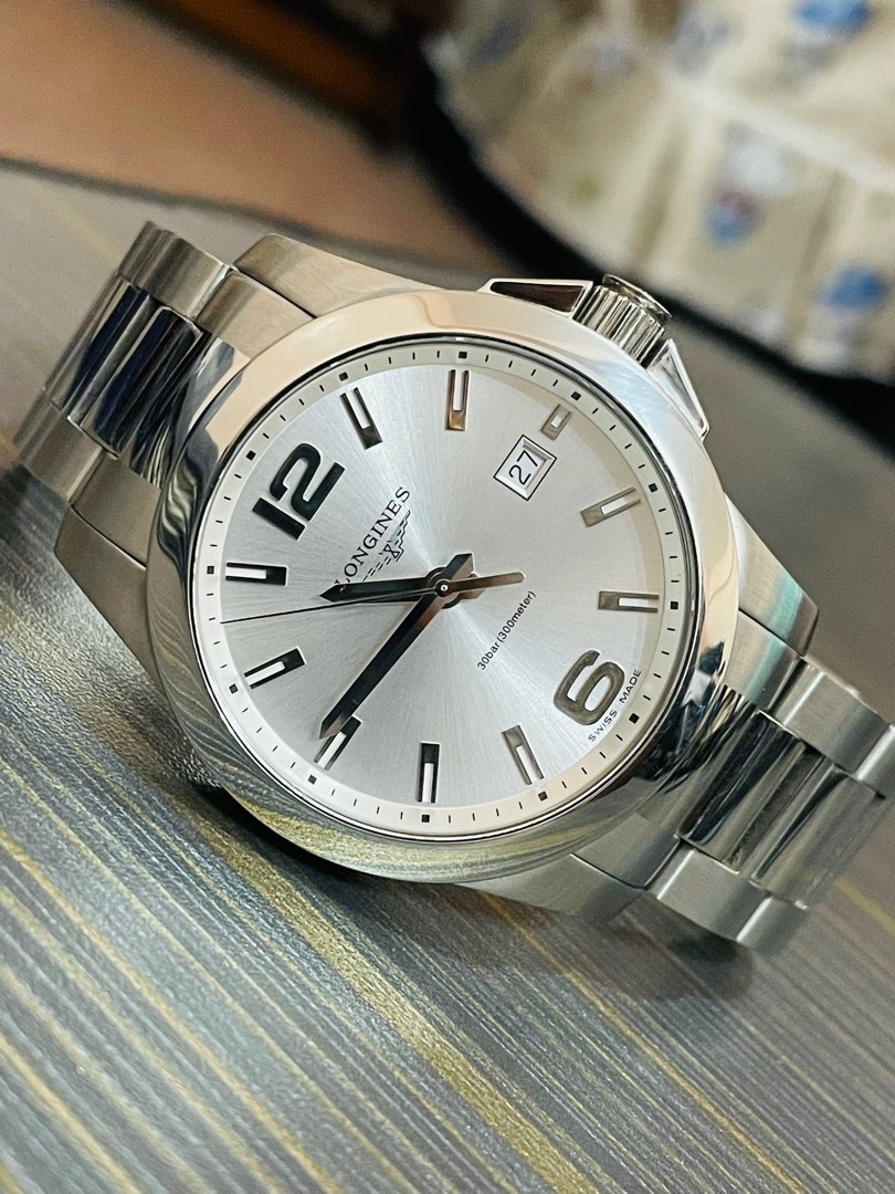 Longines Conquest Silver Mens Quartz L3.759.4, Luxury, Watches on Carousell