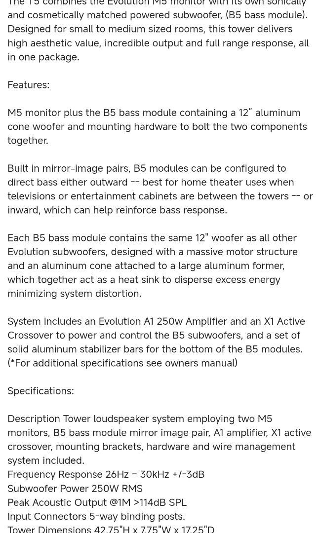 NHT Evolution T5 speakers: Powered subwoofer system + satellites, Audio ...