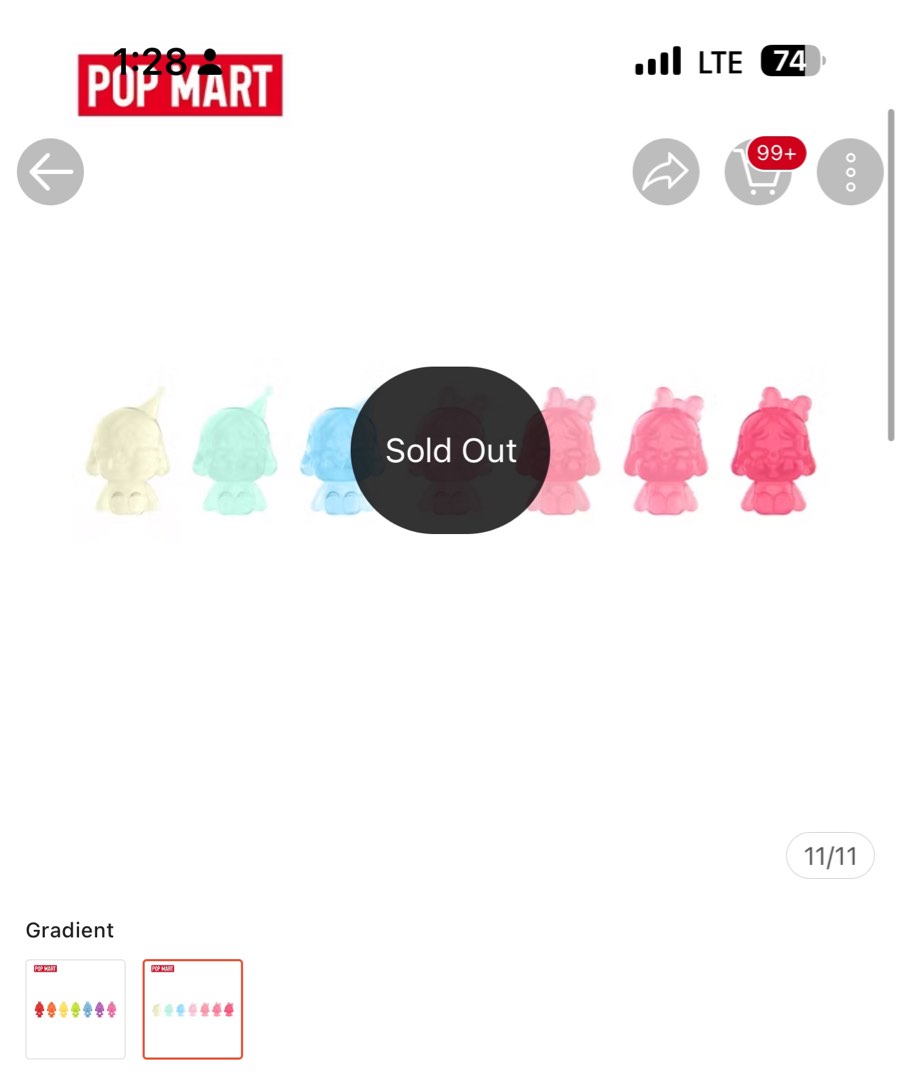 Pop Mart Pop Bean Cry baby Mini (Gradient), Hobbies & Toys, Toys ...