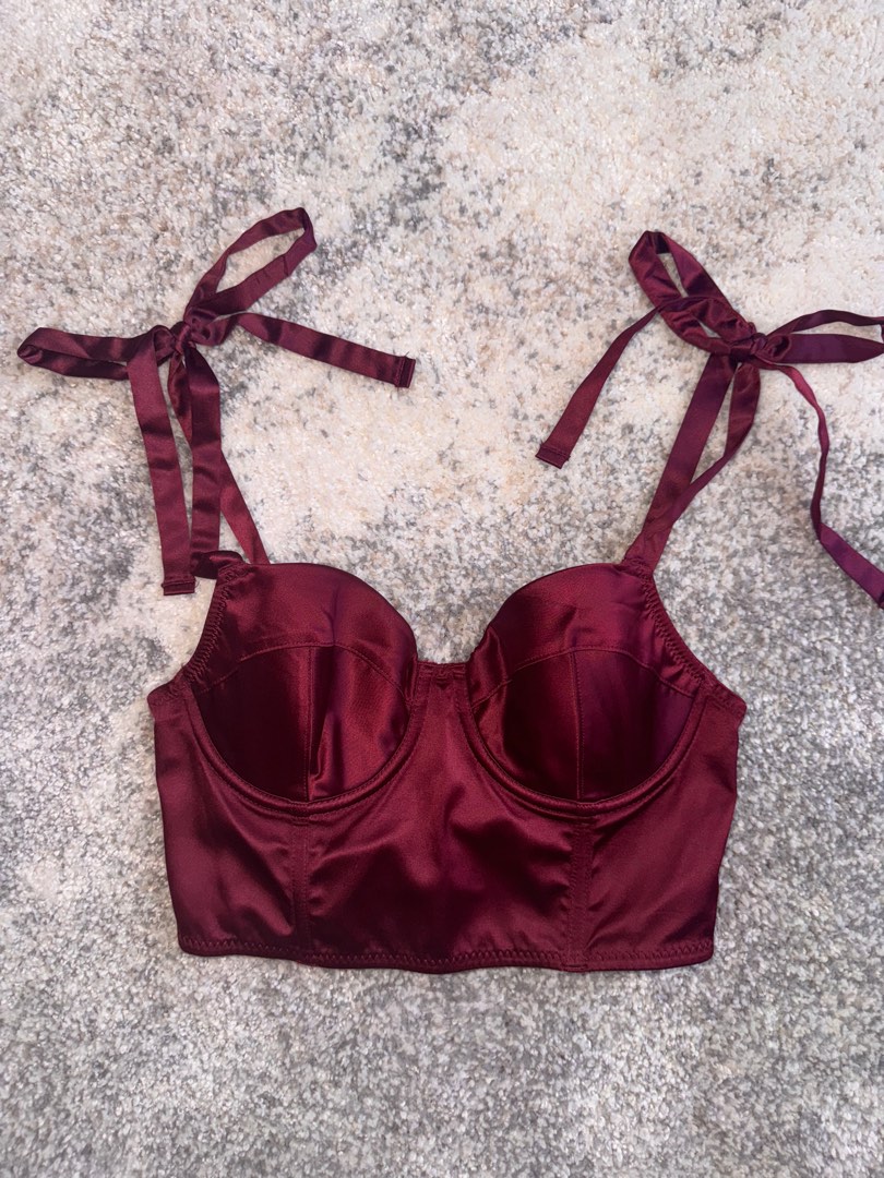 Silk Coquette Ribbon Bow Corset Top, Women's Fashion, Undergarments ...