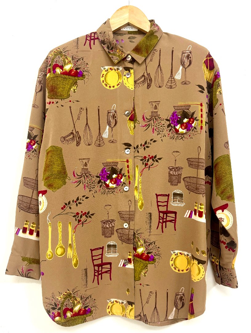 Vintage Blouse Kitchen & Fruits, Women's Fashion, Tops, Blouses on ...