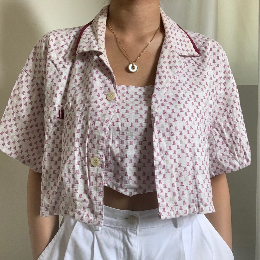 2-in-1 Reworked Polo Crop Top, Women's Fashion, Tops, Blouses on Carousell