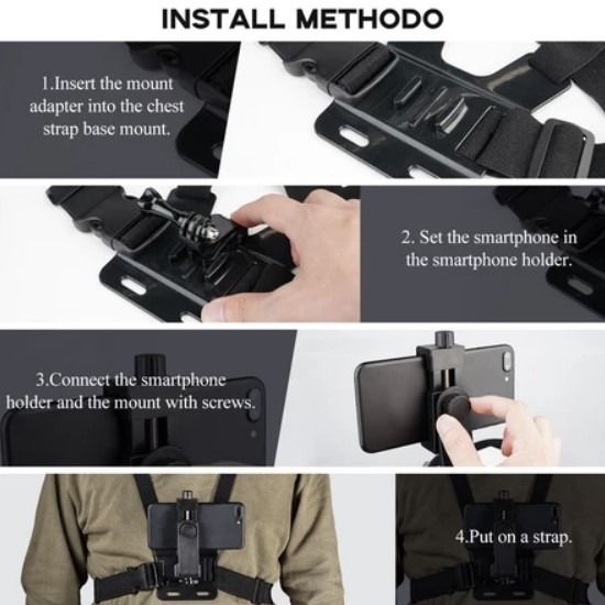 5pcs/set Chest Body Harness Mount Strap with Adjustable Phone Holder ...