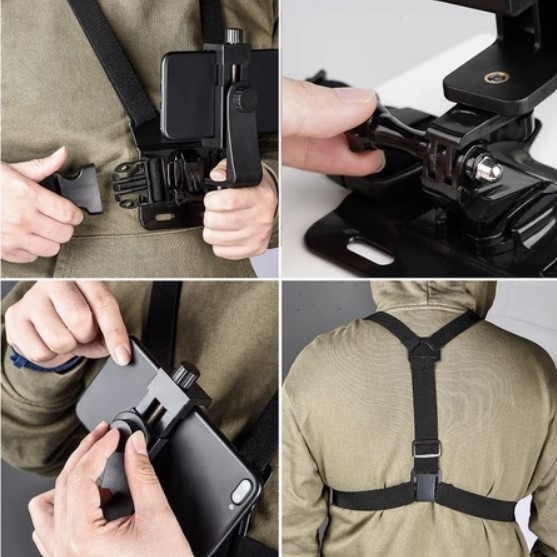5pcs/set Chest Body Harness Mount Strap with Adjustable Phone Holder ...