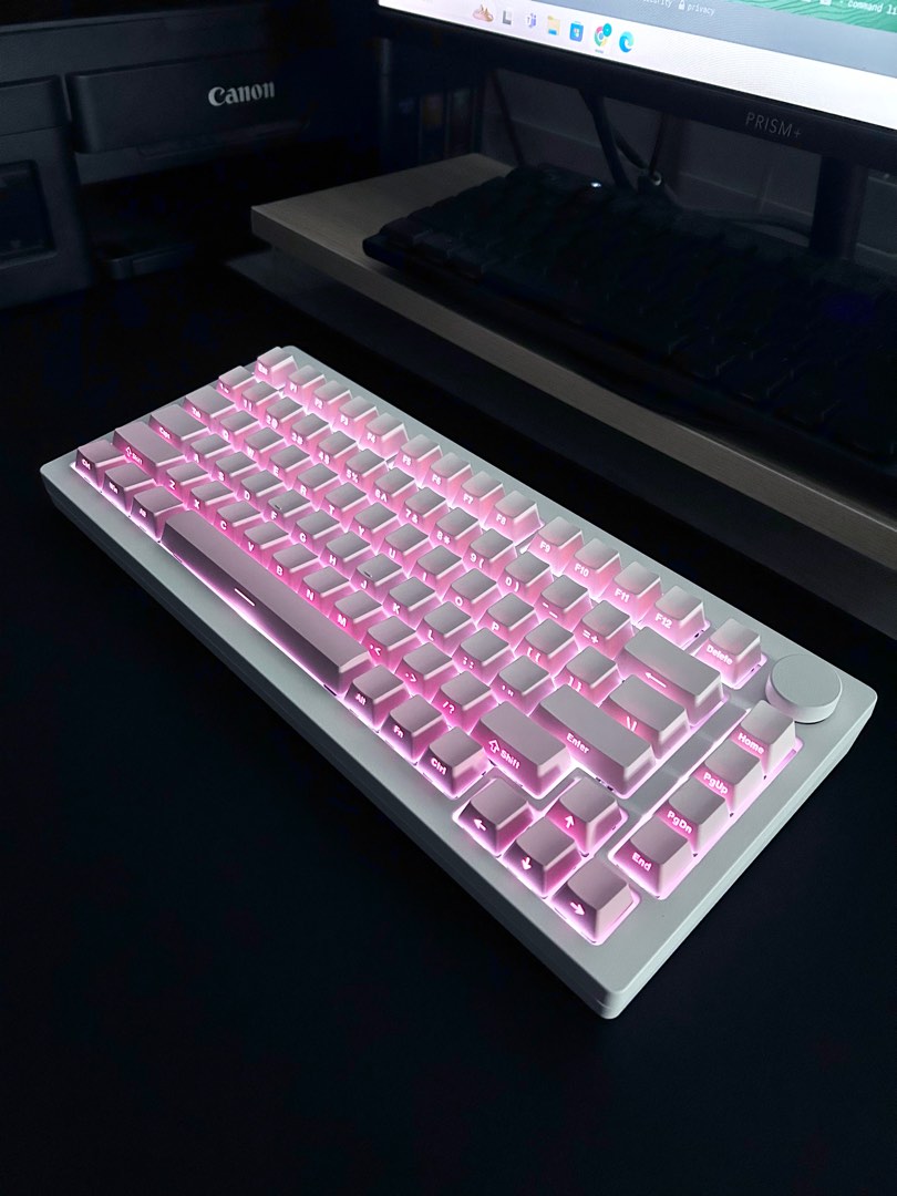 75% Full Aluminium Custom Mechanical Keyboard - Tri Mode (Pink white ...