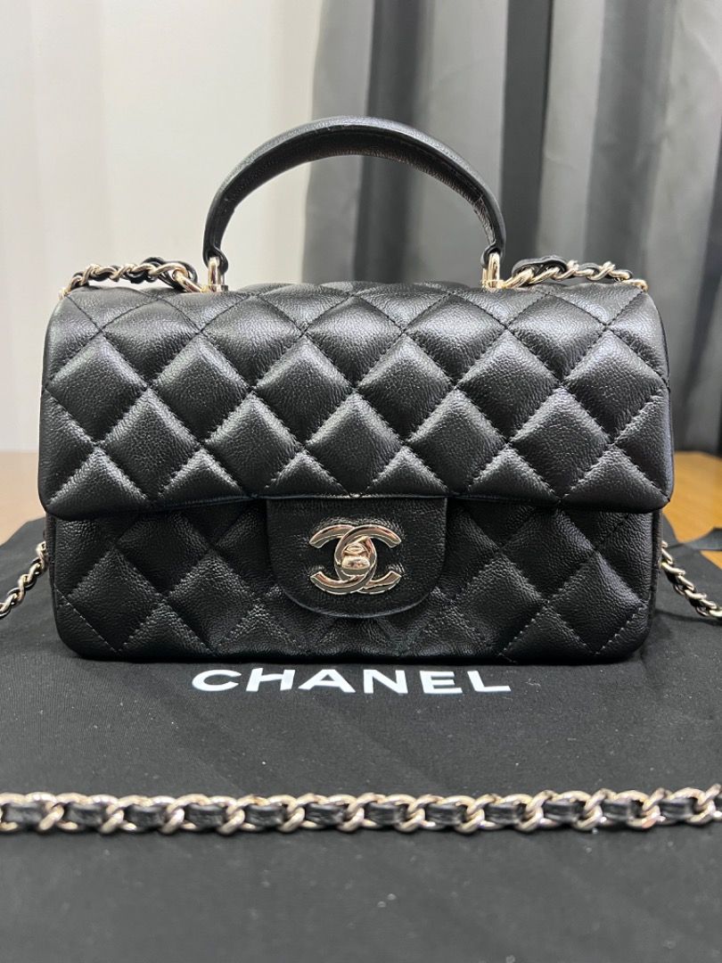 Chanel mini top handle flap caviar black Bag, Luxury, Bags & Wallets on ...