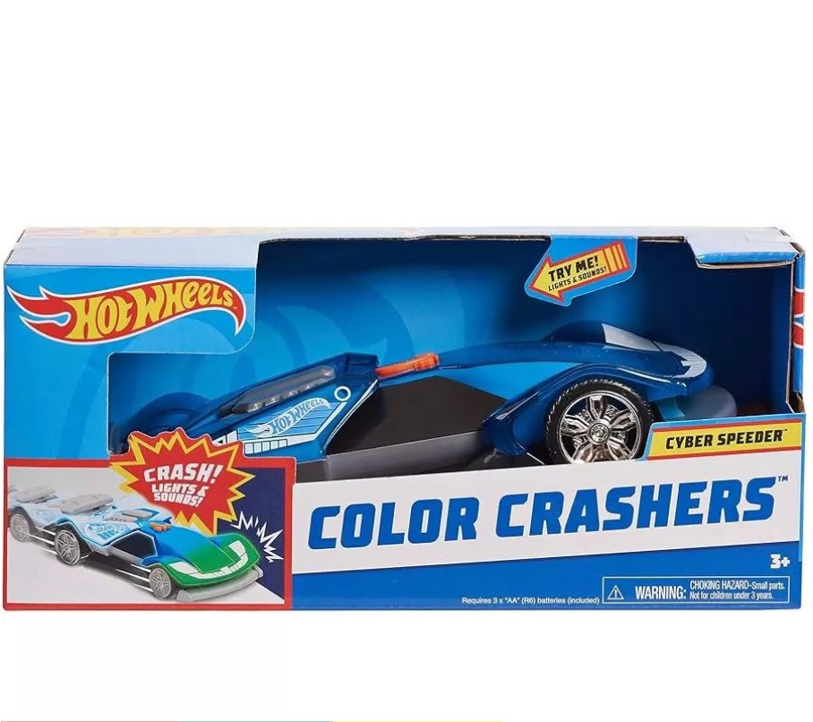 Hot Wheels Color Crashers Cyber Speeder Motorized Toy Car with Lights ...