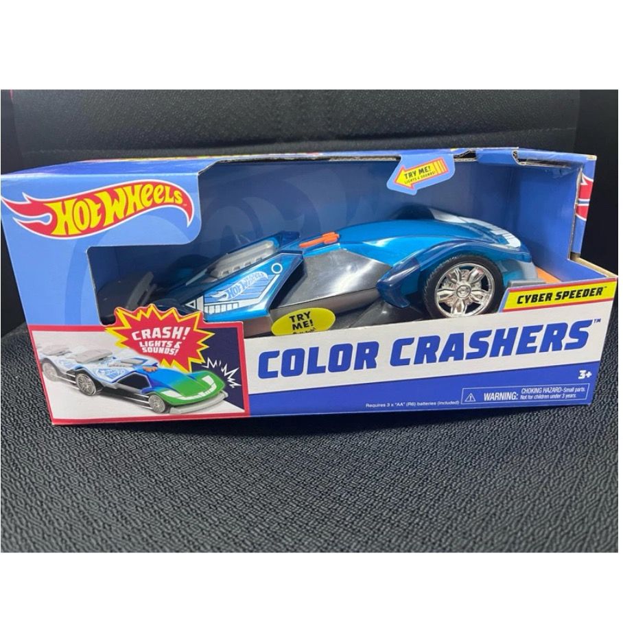 Hot Wheels Color Crashers Cyber Speeder Motorized Toy Car with Lights ...
