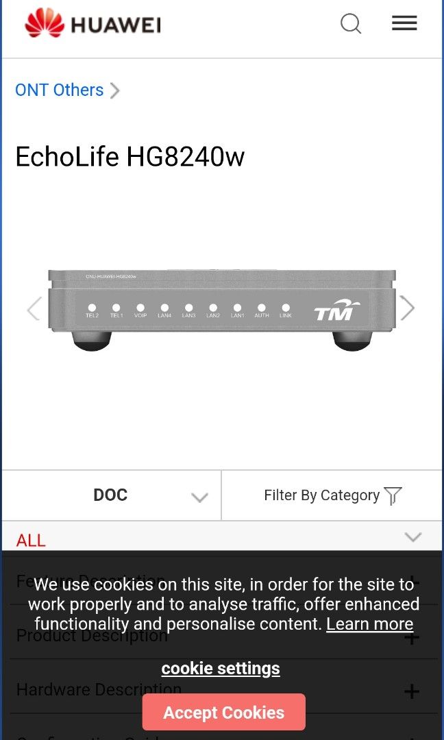 Huawei hg8240w router, Computers & Tech, Parts & Accessories ...