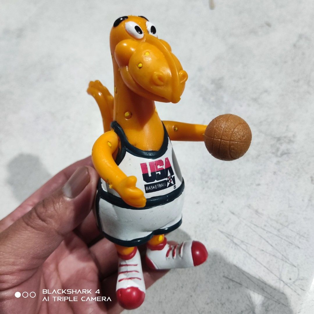 Rare 5" Cheesasaurus Rex USA Basketball Dinosaur Kraft Macaroni Bendy ...