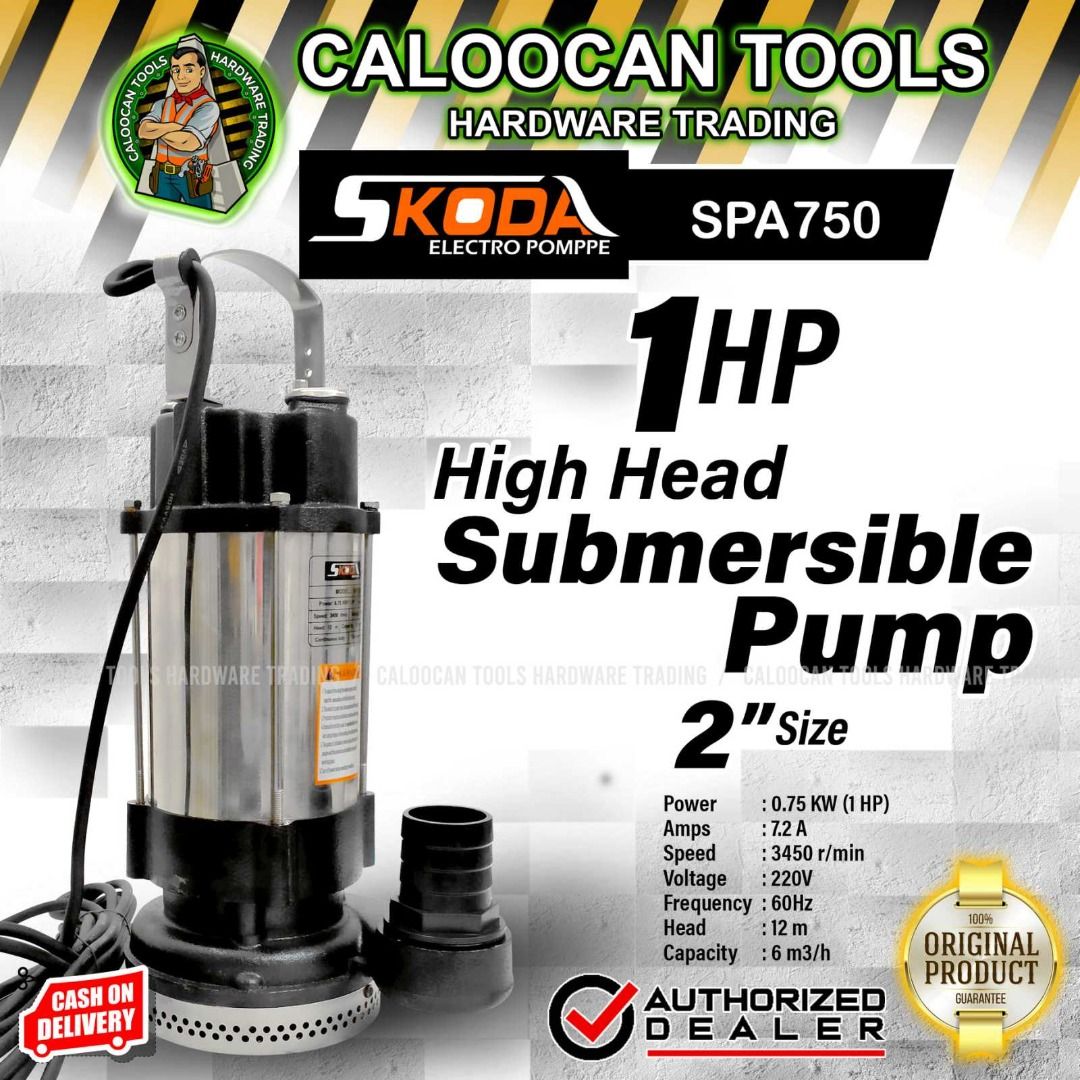 SKODA Italy Heavy Duty SPA-750 1.0HP 2" High Head Submersible Pump SPA6 ...