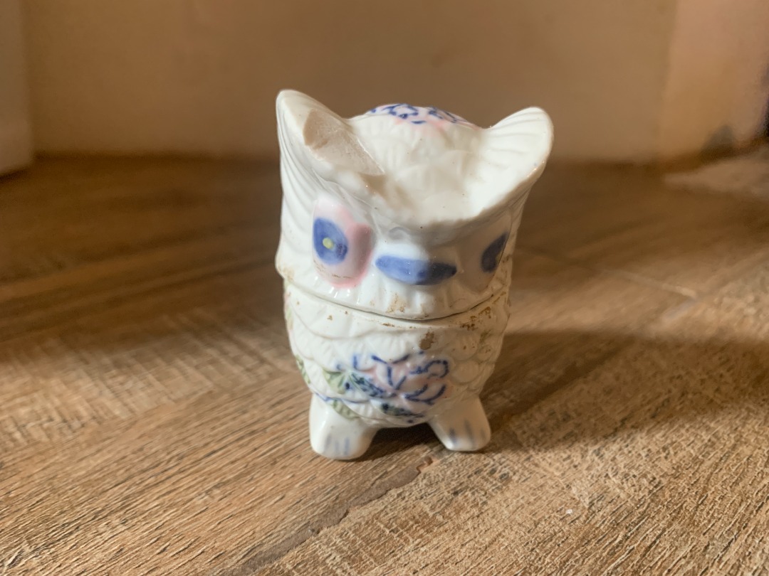 small white ceramic floral bird container, Furniture & Home Living ...