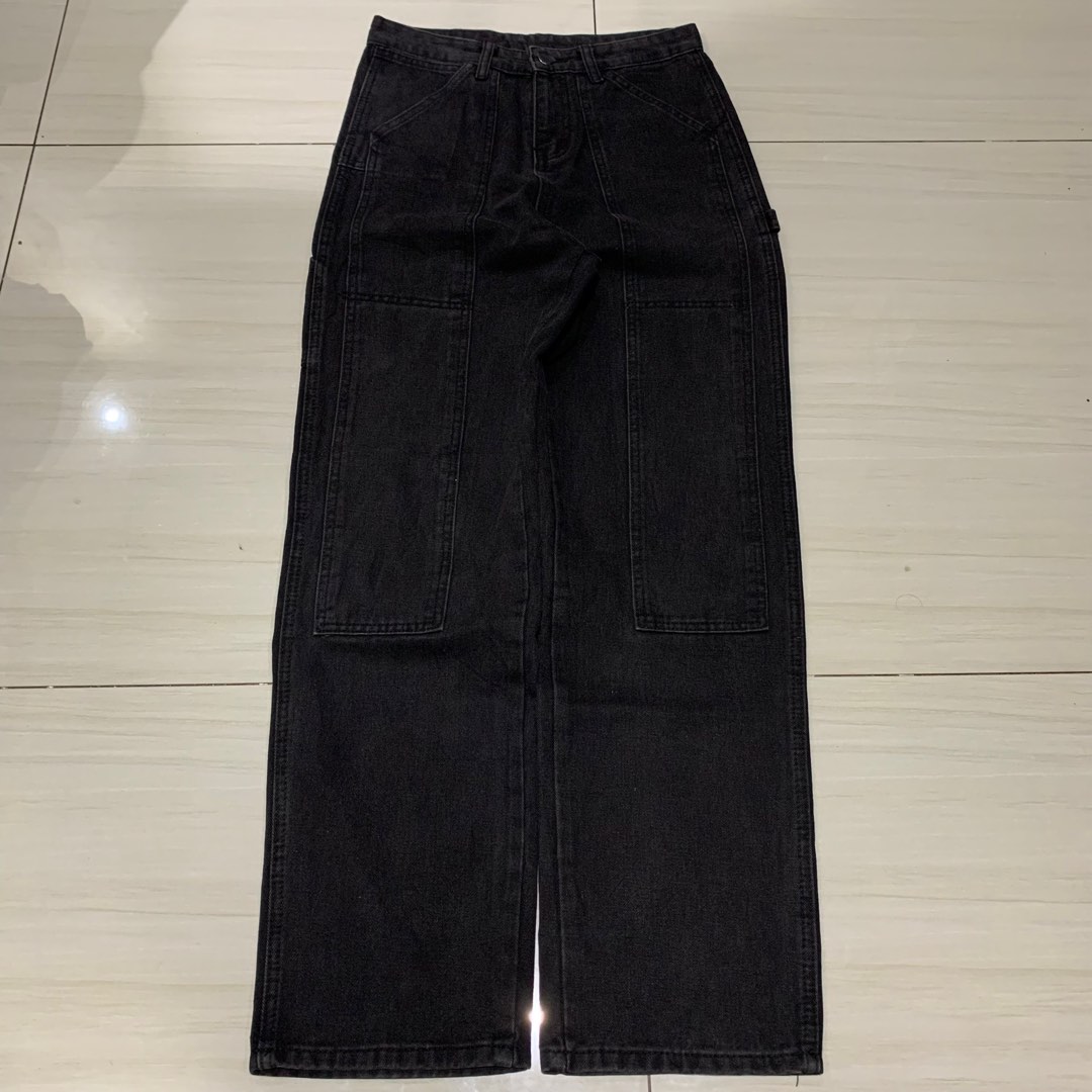 SUPER HQ BLACK CARPENTER DENIM PANTS, Men's Fashion, Bottoms, Jeans on ...