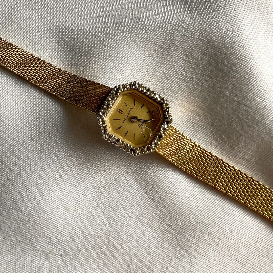 Wittnauer Octagon Case Diamond Bezel Gold Watch, Luxury, Watches on ...