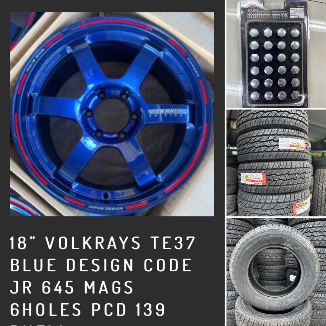 18” TE37 design Blue Code JR645 mags 6Holes pcd139 w/265-60-r18 Maxxis ...