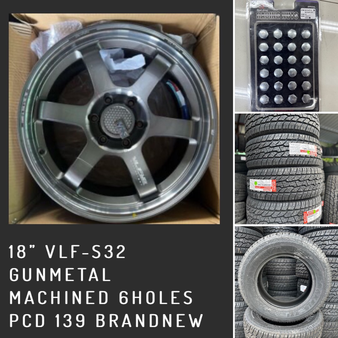 18” VLF-S32 Gunmetal machined 6Holes pcd 139 w/265-60-r18 Maxxis AT771 ...