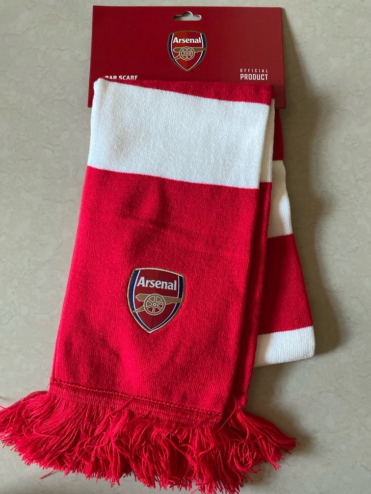 ARSENAL FC Official Red and White Bar Scarf (2022), Hobbies & Toys ...