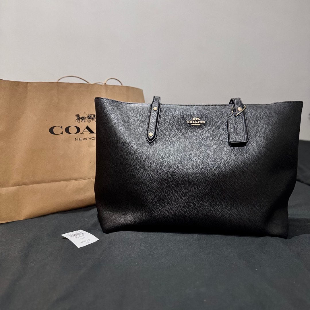 AUTHENTIC Coach Pebbled Geniune Leather Work Tote black laptop bag ...