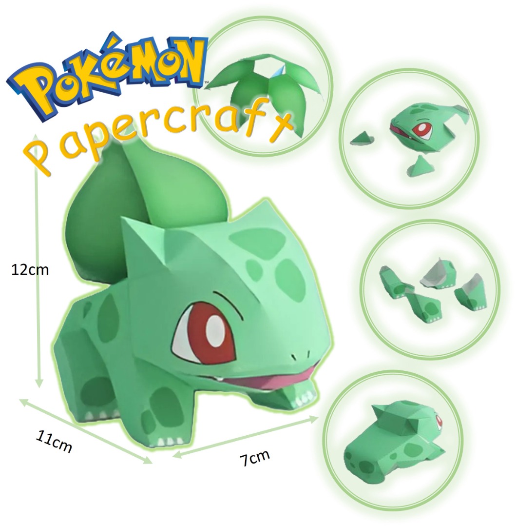 Brain stimulate Pokemon Bulbasaur diy paper craft pen skill training L ...