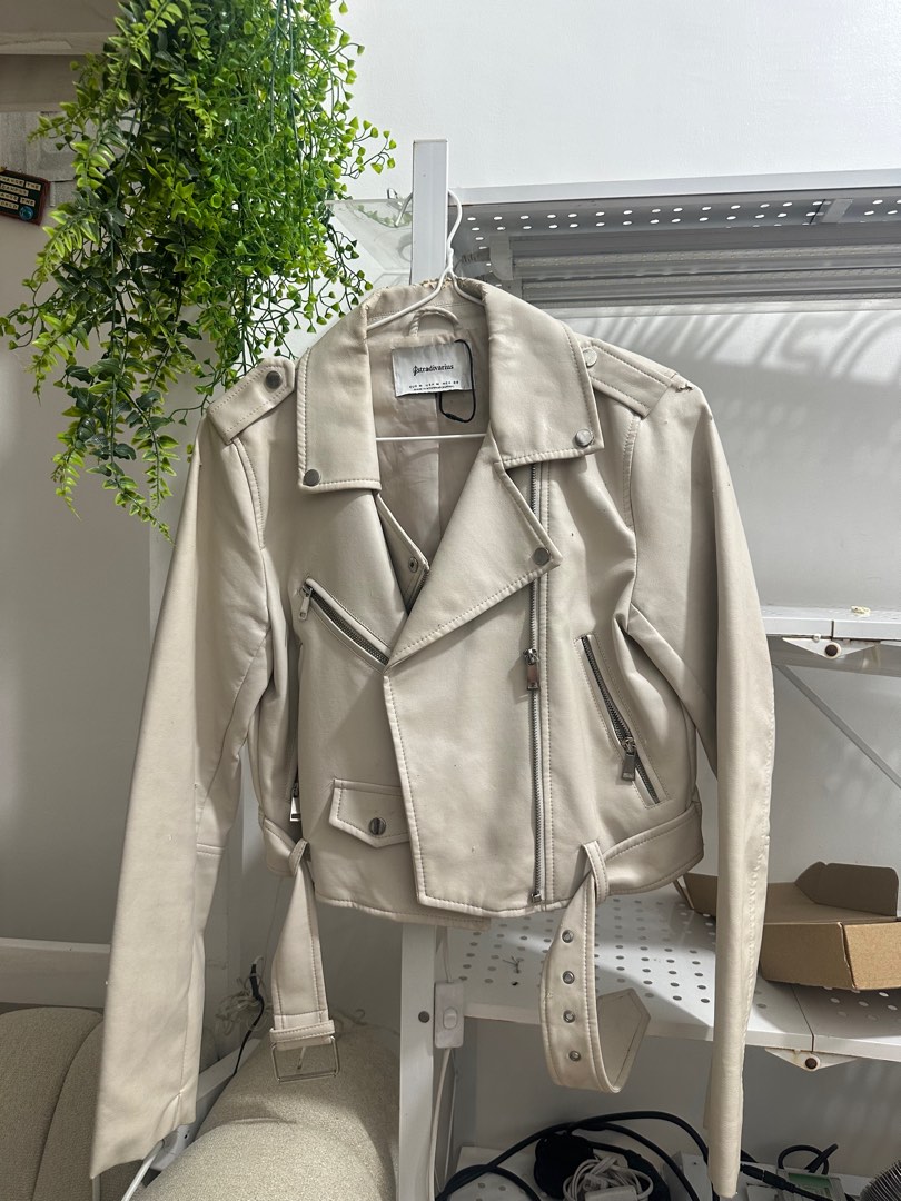 Branded white leather jacket, Women's Fashion, Coats, Jackets and ...