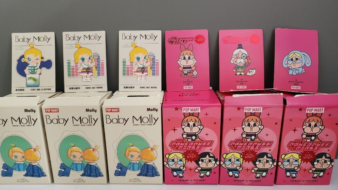 Different Popmart Blind box characters, Crybaby Powerpuff/ Labubu ...
