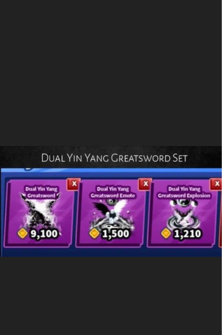 Dual Yin Yang Greatsword Set cheak description, Announcements on Carousell