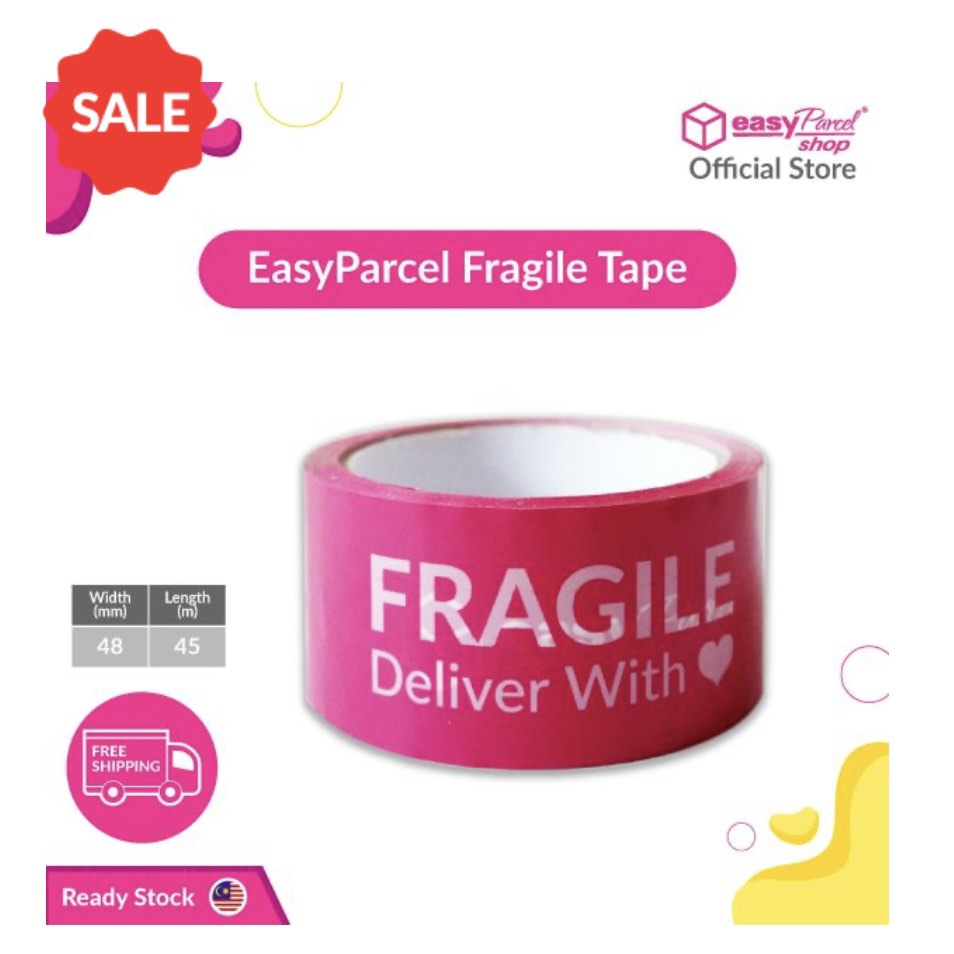 EasyParcel Fragile Tape 6 pcs 48mm x 45m, Hobbies & Toys, Stationery ...