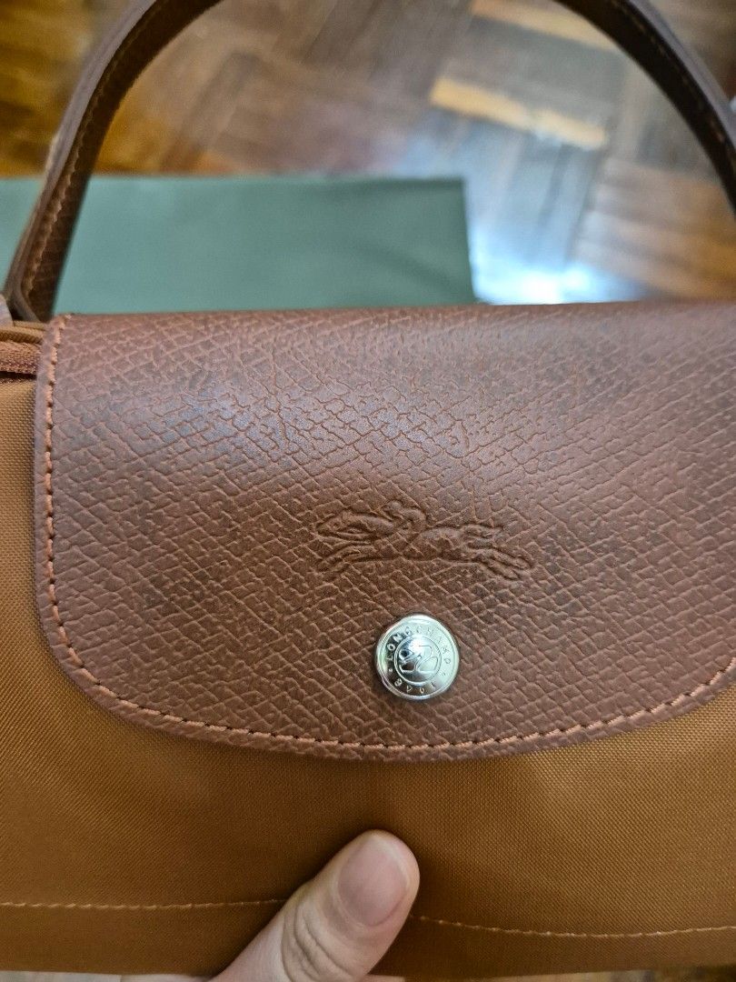 Authentic Longchamp Le Pliage Medium Short Handle Cognac Brown, Luxury ...