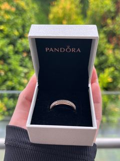 Pandora 14k Rose Gold Plated Sparkling Leaves Ring, Women's Fashion ...