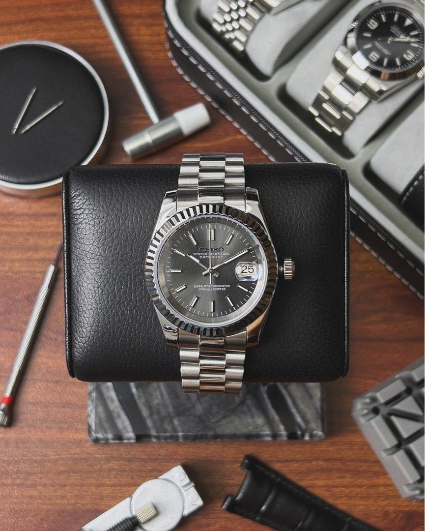 Seiko Grey Datejust Mod Watch, Men's Fashion, Watches & Accessories ...