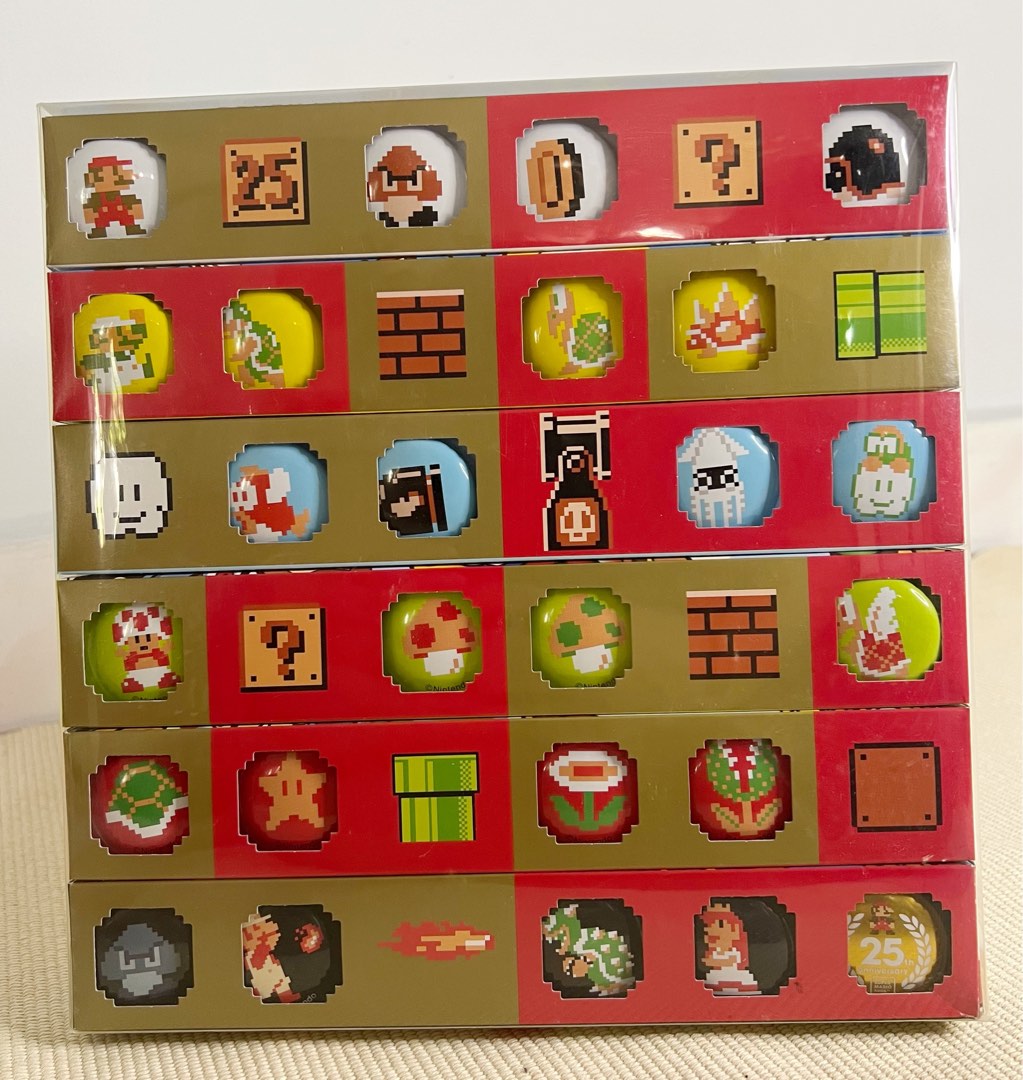 Super Mario Bros 25th Anniversary Button Badge Collection Club Nintendo ...