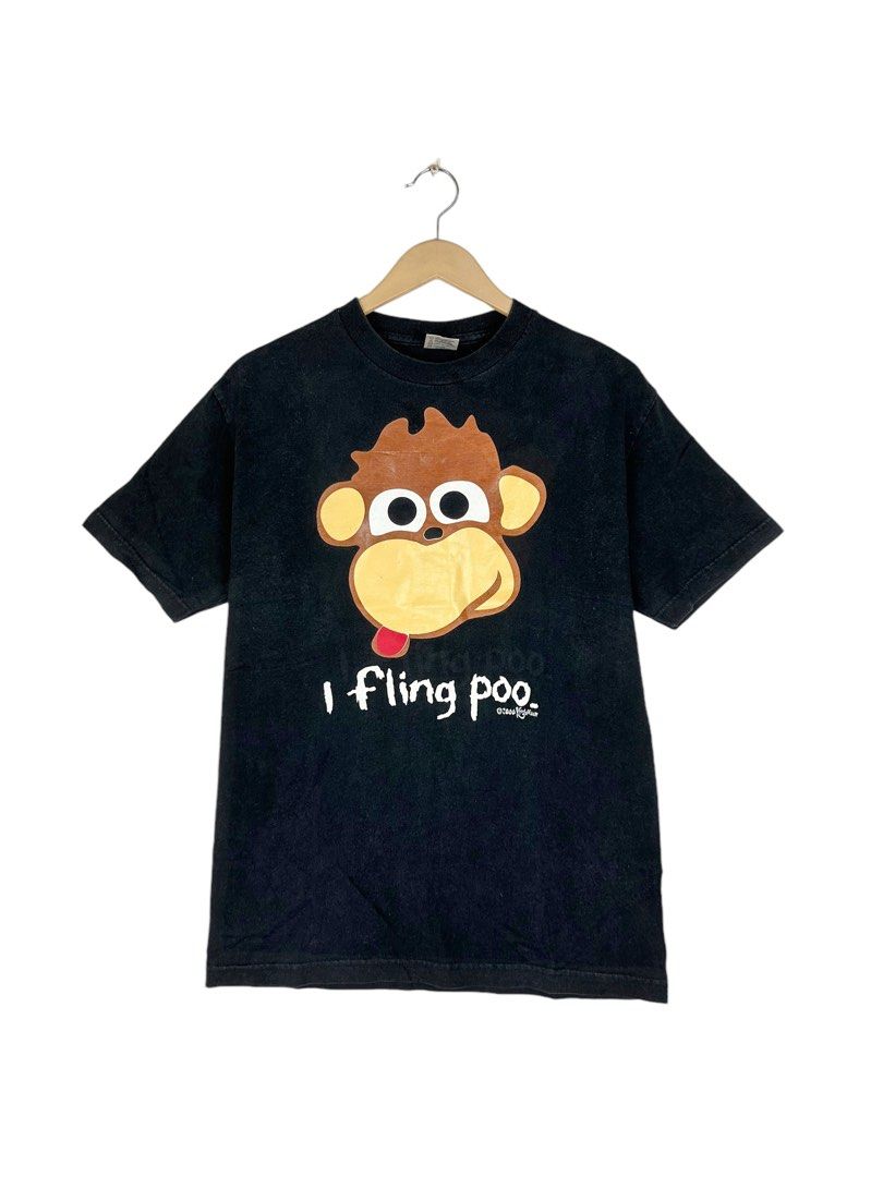 Vintage I Fling poo , Monkey , by kristaff , Funny, Men's Fashion, Tops ...