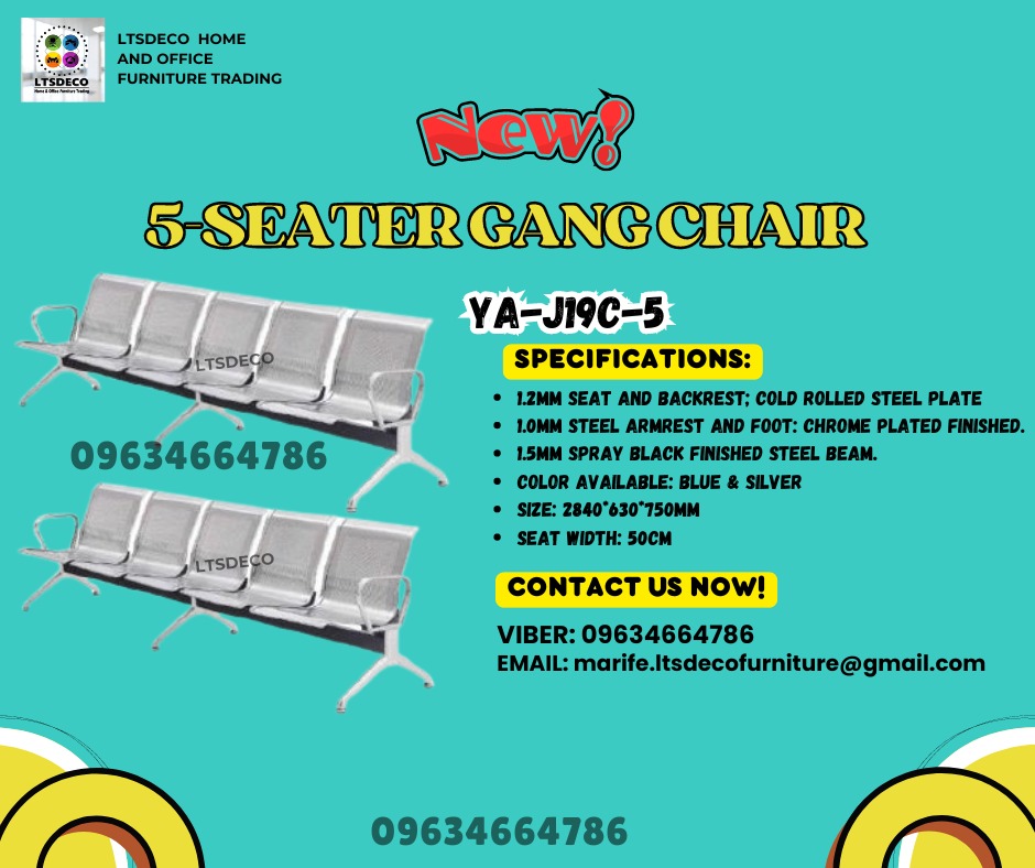 5SEATER GANG CHAIRS OFFICE PARTITION and FURNITURES, Furniture & Home ...