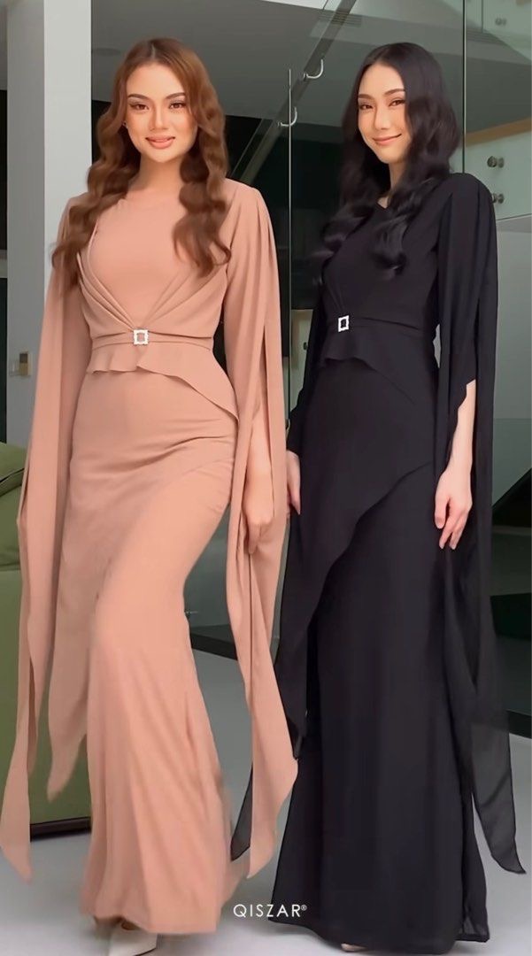 Amelia dress qiszar ( soft nude ) saiz S (rent), Women's Fashion ...