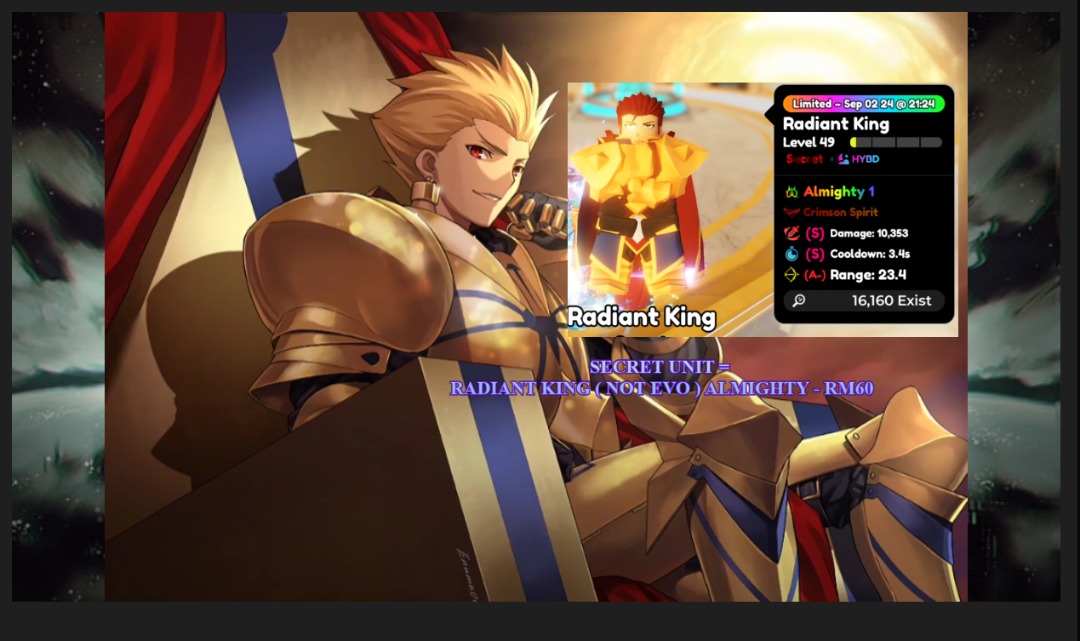 ANIME DEFENDERS ( RADIANT KING ) NEW SECRET, Video Gaming, Gaming ...