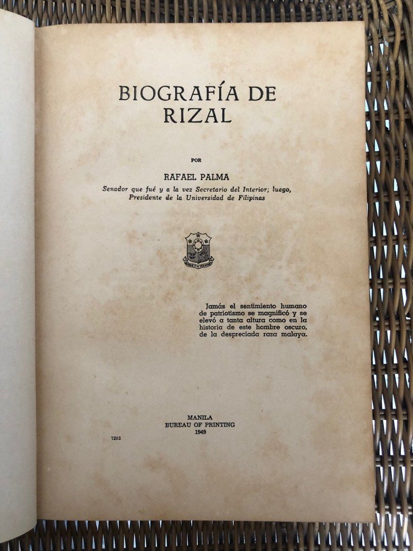 Biografia de Rizal Rafael Palma 1949 Book, Hobbies & Toys, Books ...