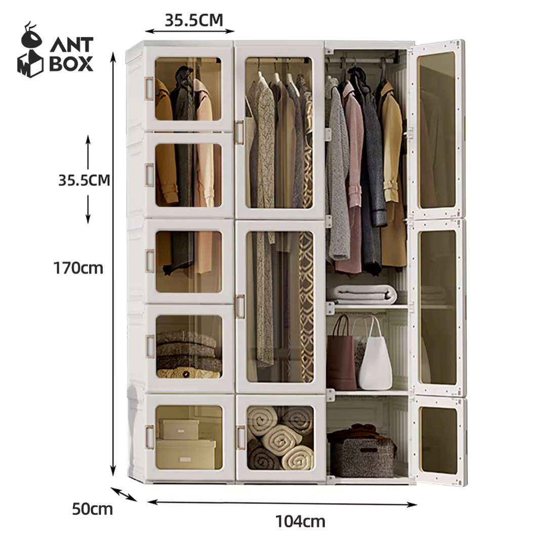 Clear Wardrobe Cabinet Foldable 3 hanger, Furniture & Home Living ...