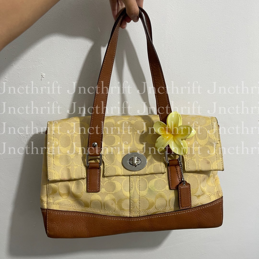 COACH lemon hampton Signature Satchel Handbag, Luxury, Bags & Wallets ...