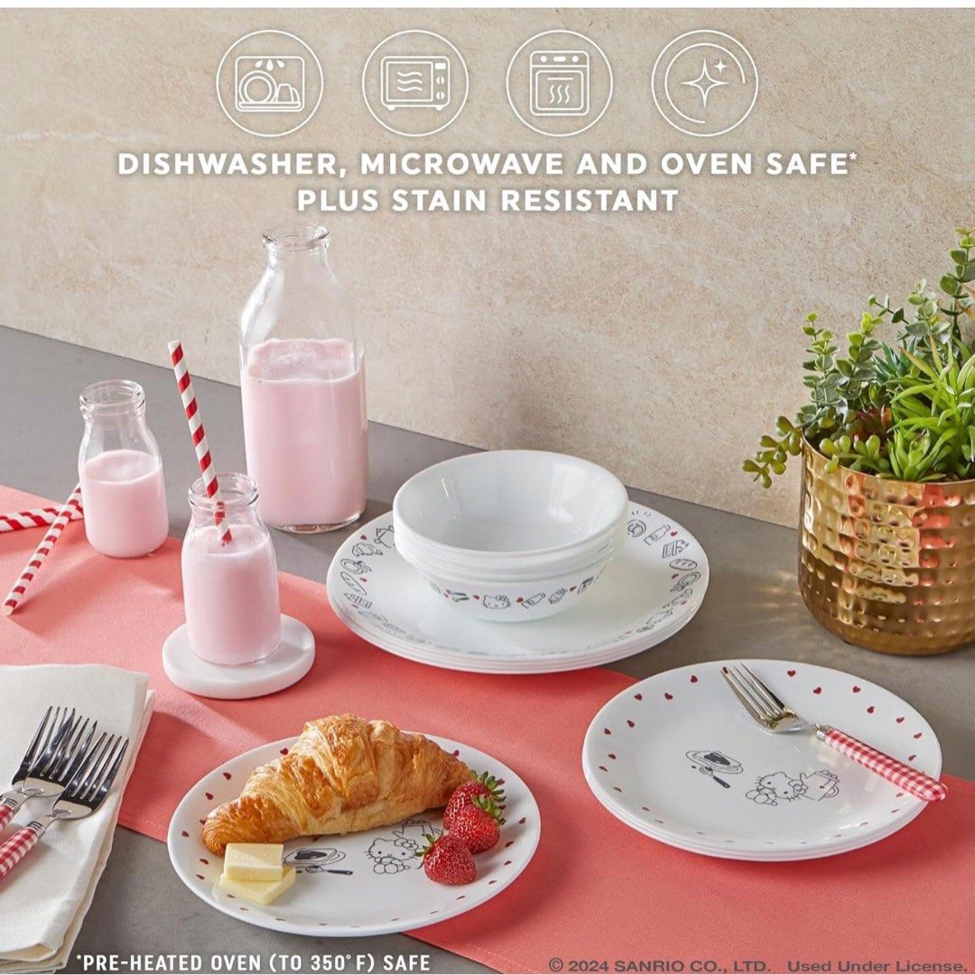 Corelle Vitrelle Hello Kitty 12-PC Dinnerware Set, Furniture & Home ...