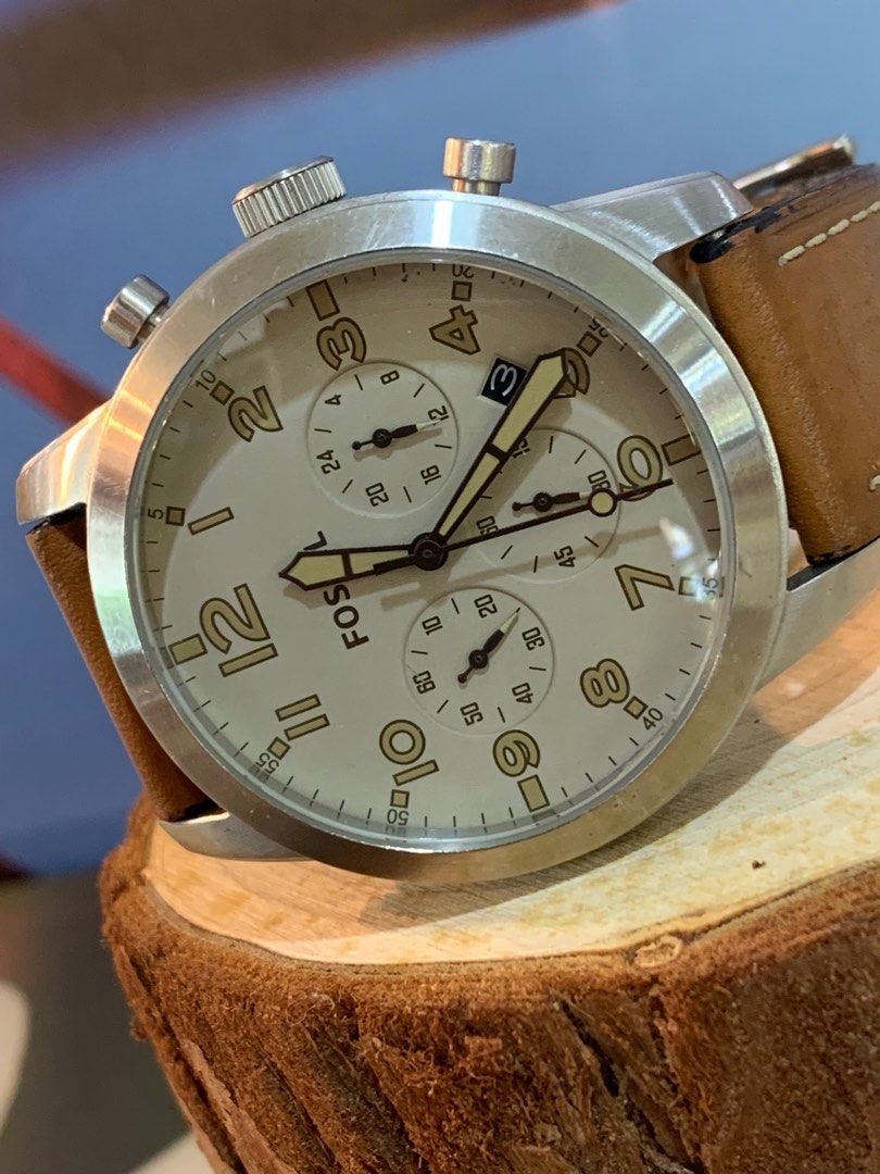 FOSSIL PILOS 54 chro brown, Men's Fashion, Watches & Accessories ...