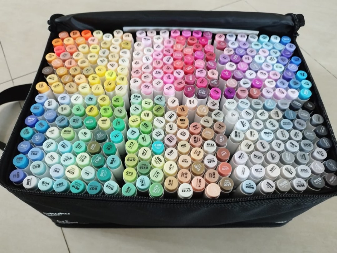 Ohuhu Professional Full Set 320 Alcohol Marker Brush and Chisel ...