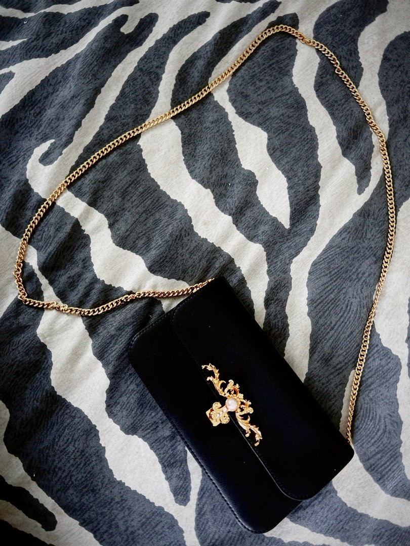 Charles & Keith Gold Chain Crossbody Bag (Negotiable), Women's Fashion ...