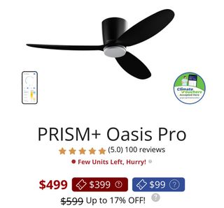 Prism+ Oasis Ceiling Fan, Furniture & Home Living, Lighting & Fans ...