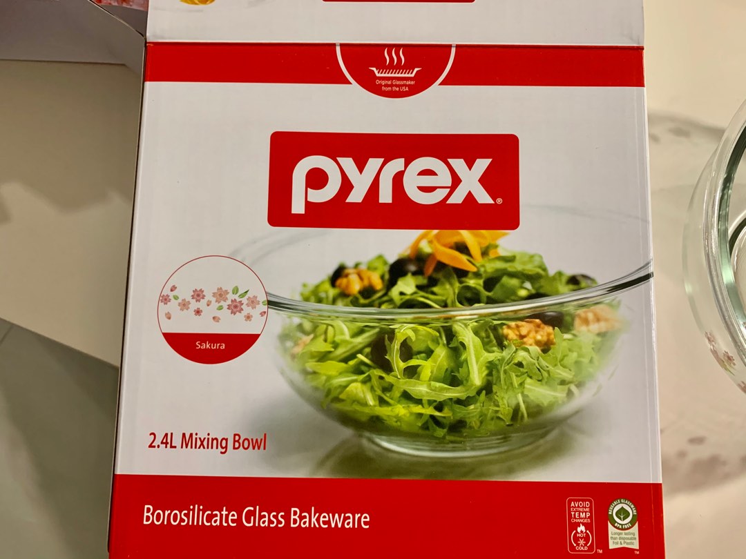Pyrex Borosilicate Glass Bakeware 2.4L Mixing Bowl, Furniture & Home ...