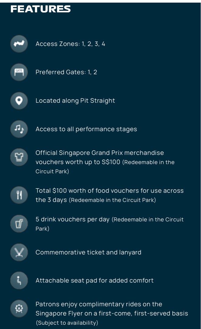 Singapore F1 Grand Prix 3-Day Super Pit Grandstand Pass, Tickets ...