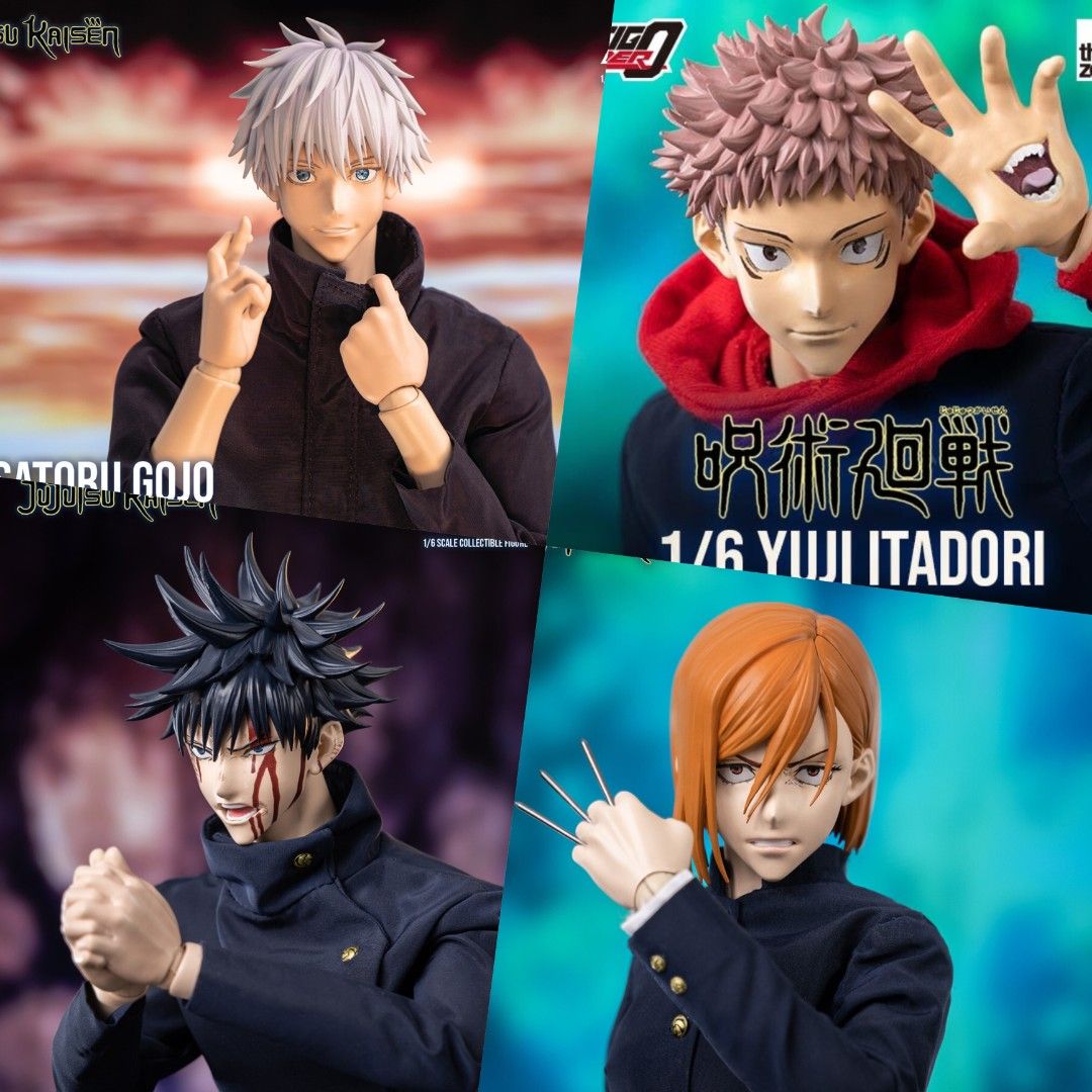 Threezero Jujutsu Kaisen set Gojo, Yuji, Megumi, Nobara 1/6 scale ...