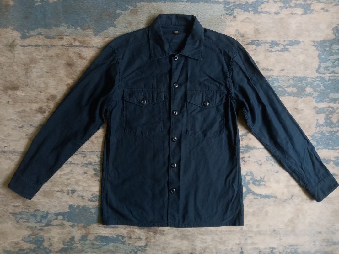 UNIQLO JAPAN US ARMY NAVY BLUE USN OG-107 OG107 OG 107 SHIRT UTILITY ...